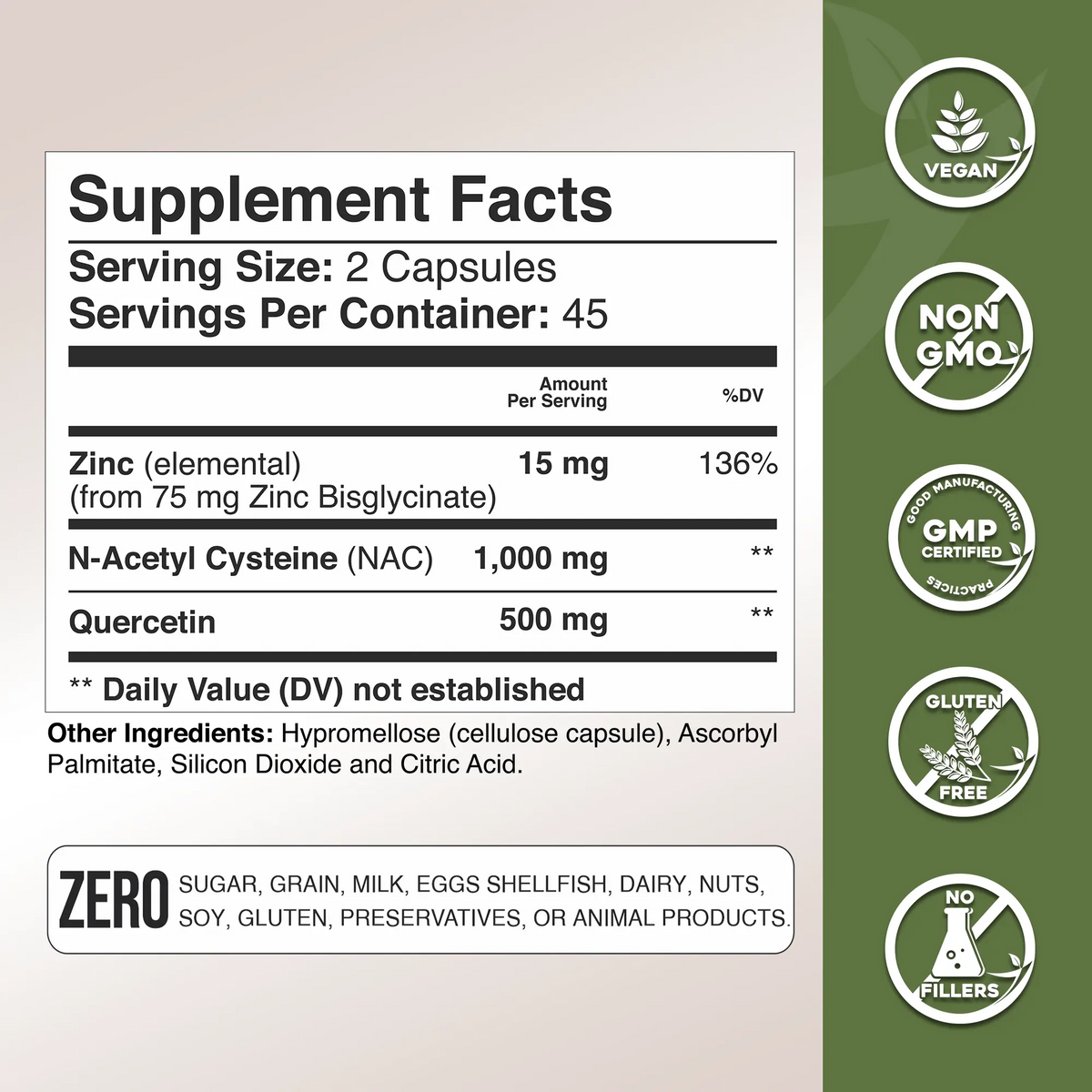 NAC (N-Acetyl-Cysteine) with Quercetin & ZInc – Gade Nutrition